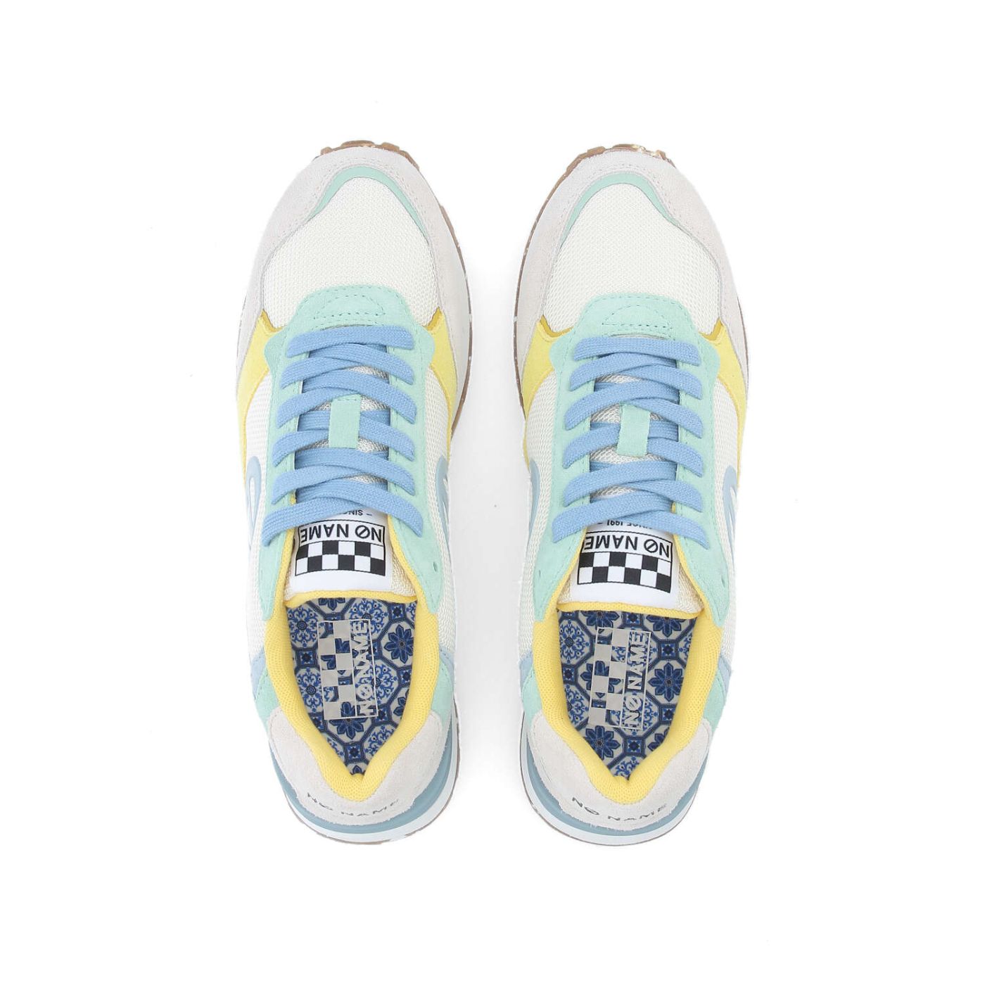 Women's lace up joggers - TOVA RUNNER W - OFF WHITE/SICILIAN BLUE