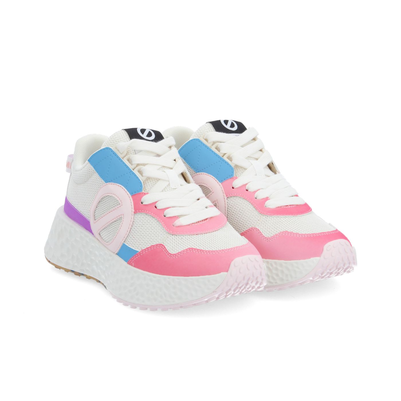 Women's lace up sneakers - CARTER JOGGER W - PINK/BLUE/OFF WHITE